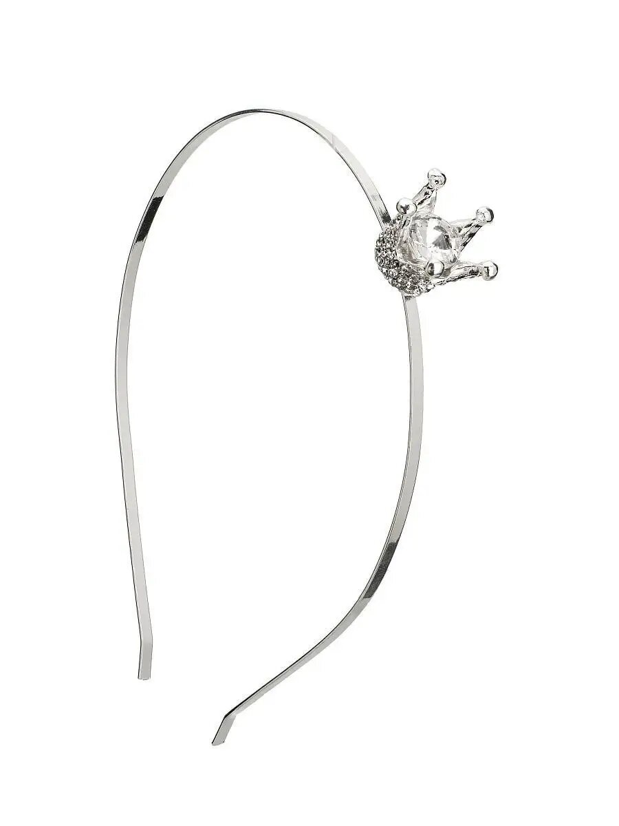 Ободок СмеХторг "Корона", металл, бижутерия, серебристый, стразы