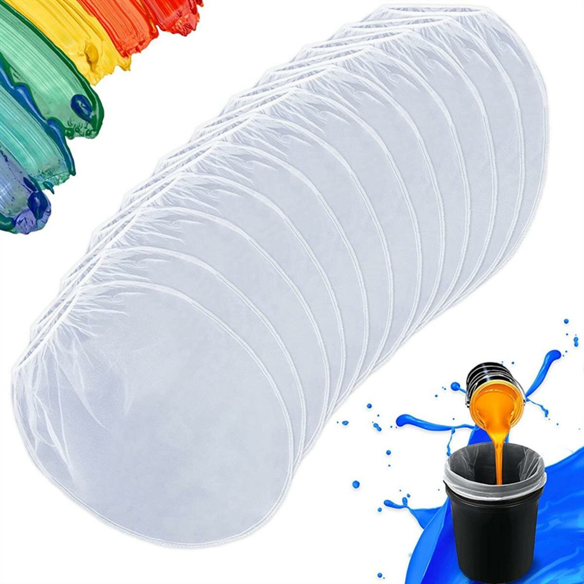 Упаковка из 12 мешков-фильтров для краски объемом 5 галлонов, сетчатый фильтр с тонкой сеткой, эластичный сетчатый фильтр с верхним отверстием для использования с краскораспылителями
