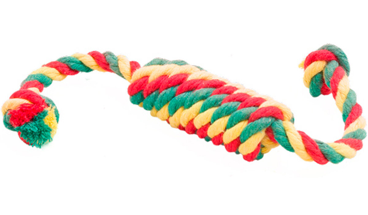 Игрушка для собак DOGLIKE Dental Knot Сарделька канатная цветная большая (1 шт)