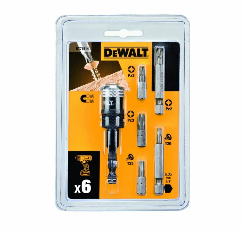 Набор бит DeWalt High Performance с держателем 6 предметов DT71514-QZ