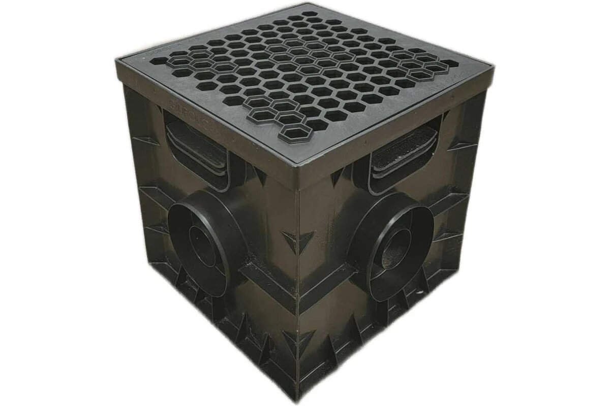 Gidrolica Дождеприемник 300x300 мм в сборе с чугунной решеткой соты под трубу ? 110 мм 2305/3