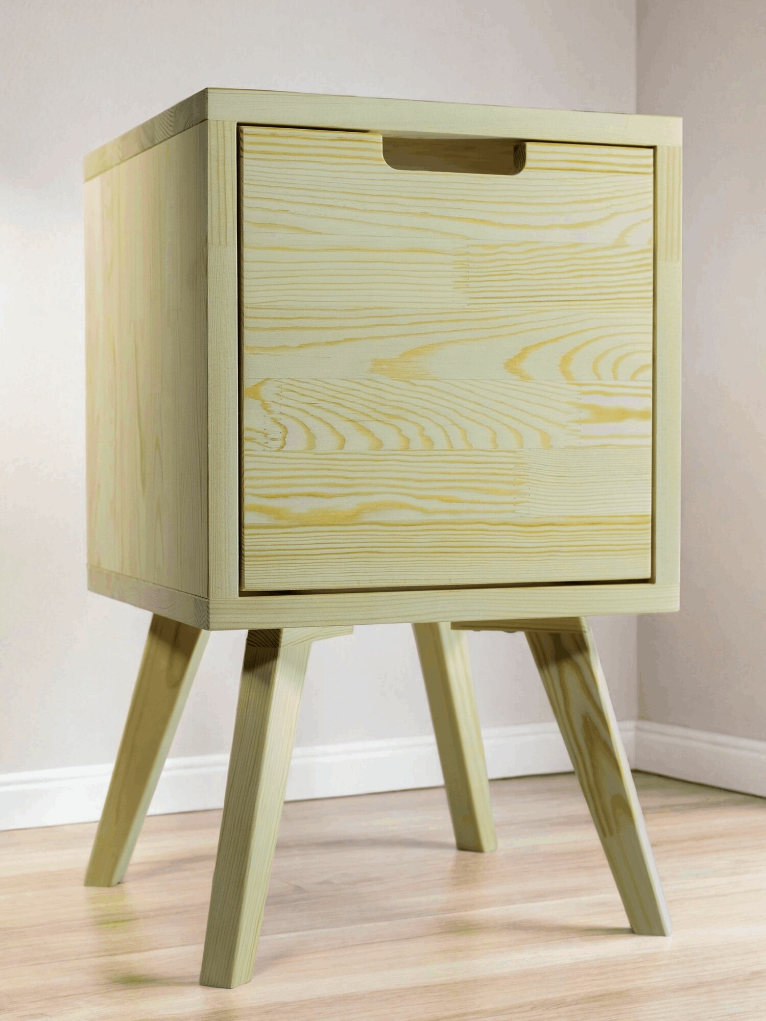 Тумба прикроватная из дерева натуральный "Куб-Мини+"