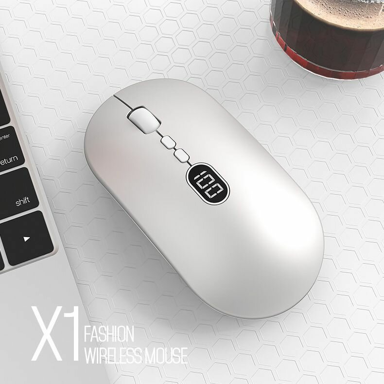 Мышь беспроводная Wolf Х1 для компьютера ноутбука пк 2.4Ghz USB компьютерная мышка с аккумулятором бесшумная (тихие клавиши ЛКМ и ПКМ) эргономичная wireless mouse c электронным экраном заряда батареи