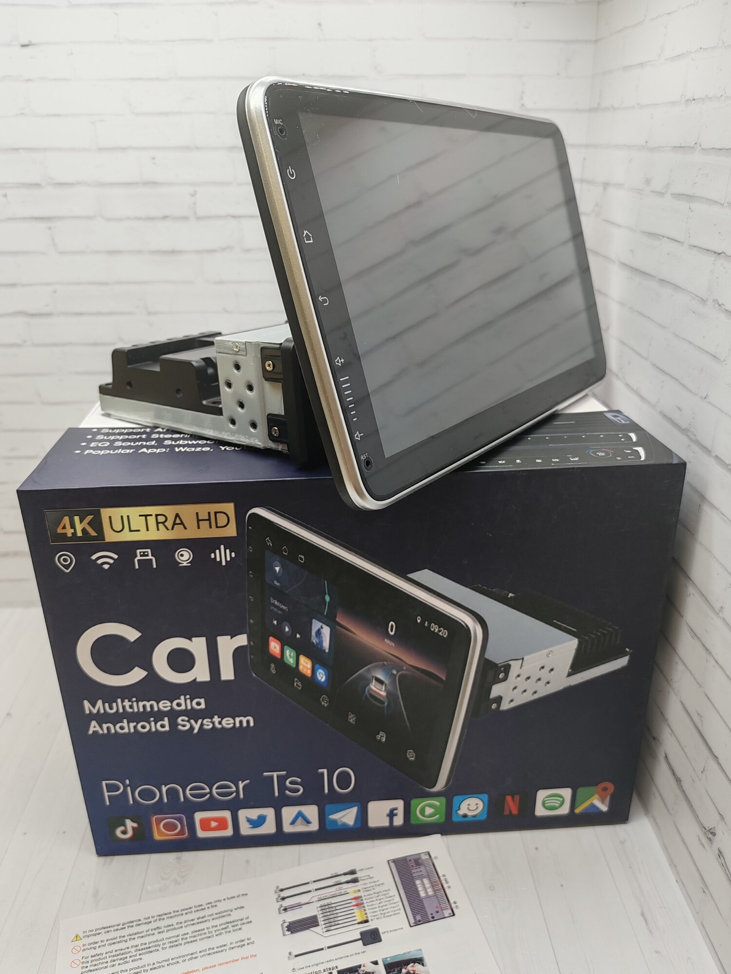 Магнитола Pioneer 1 din (1 дин) 4/64гб, WiFi, GPS, Блютус, экран 10" поворотный, регулируется во всех плоскостях