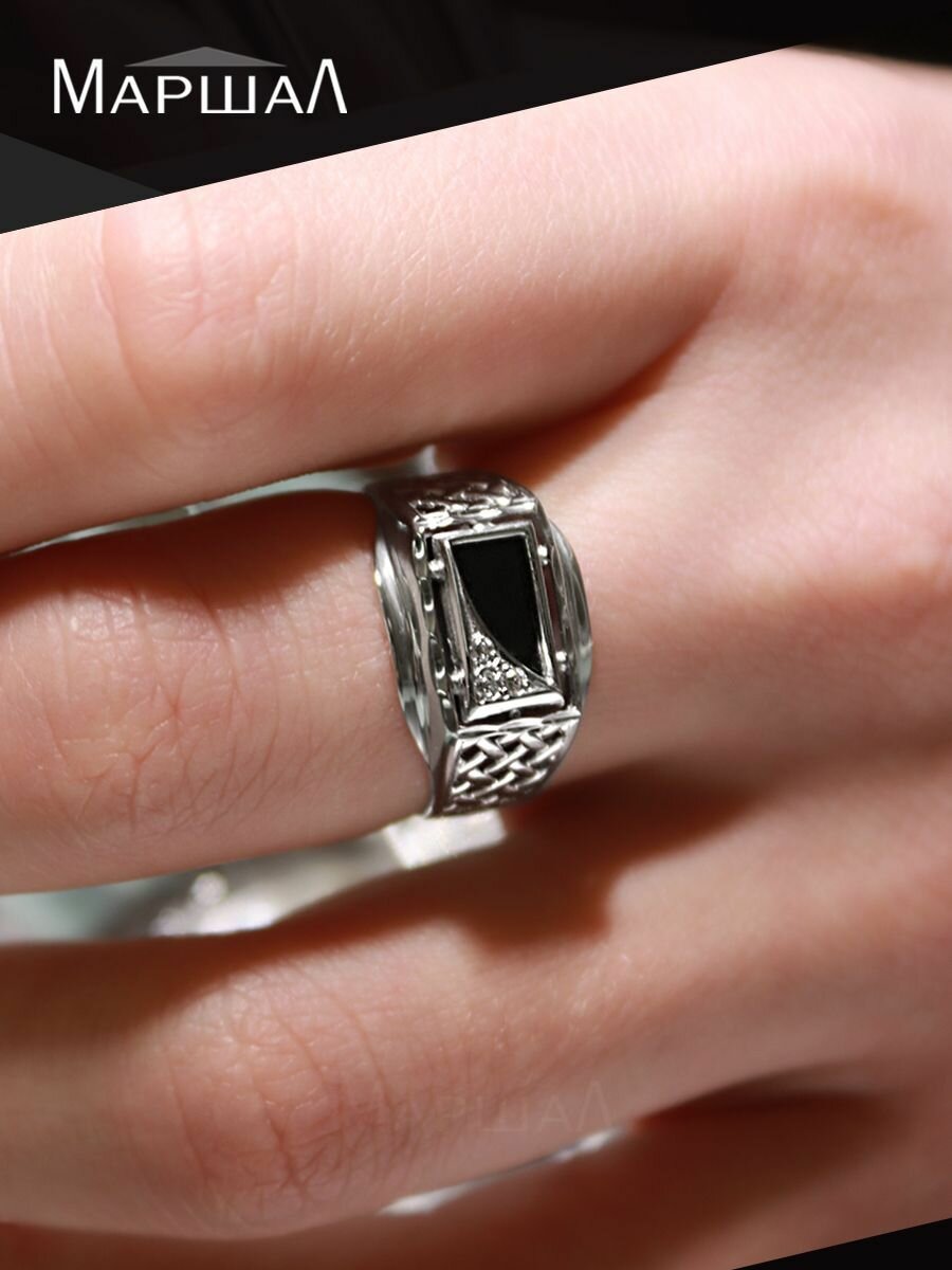 Печатка, серебро, 925 проба, родирование, фианит