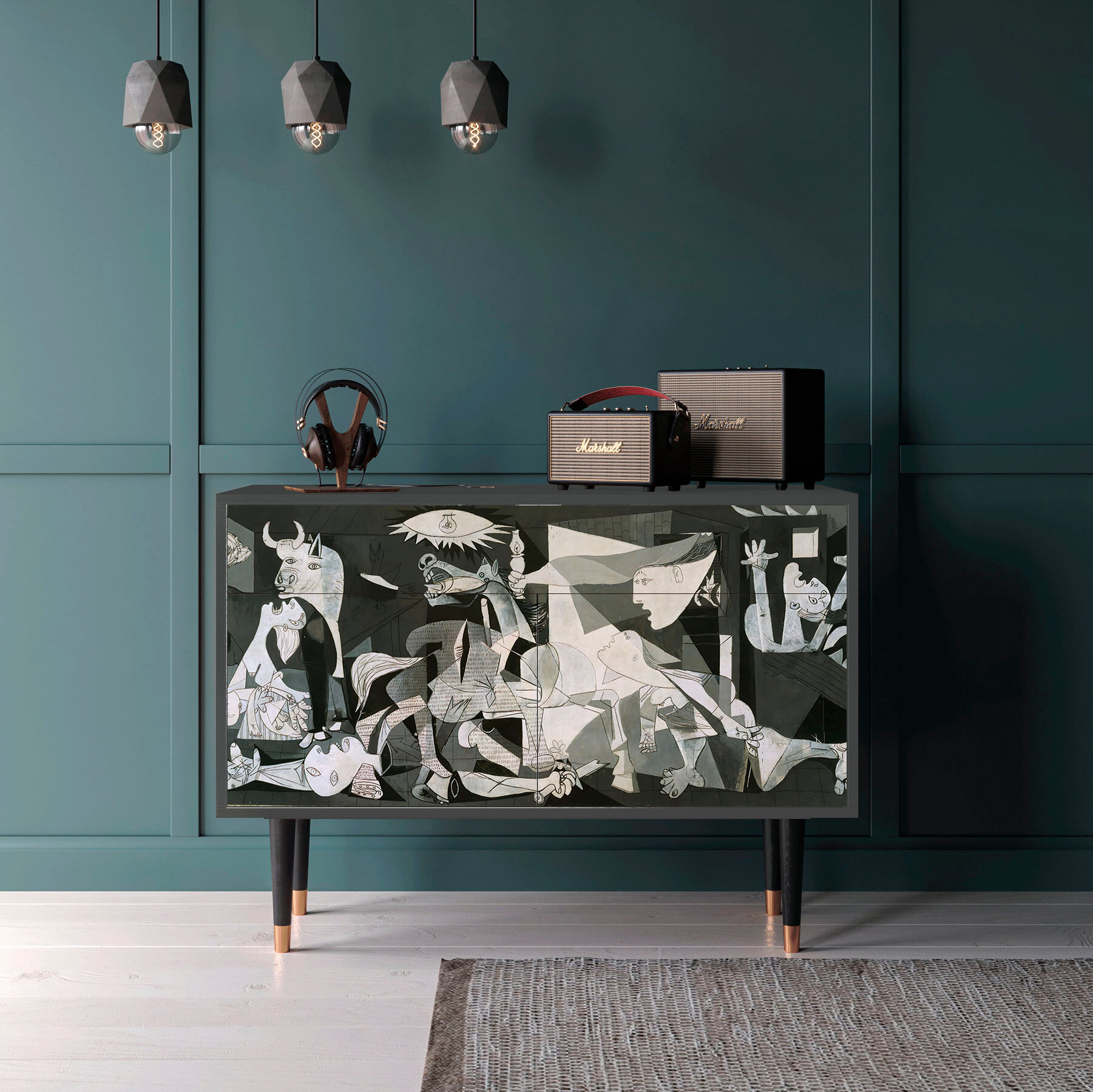 Комод - STORYZ - BS4 Guernica by Pablo Picasso, Размер - 115 x 85 x 48 см, Цвет корпуса - Антрацит