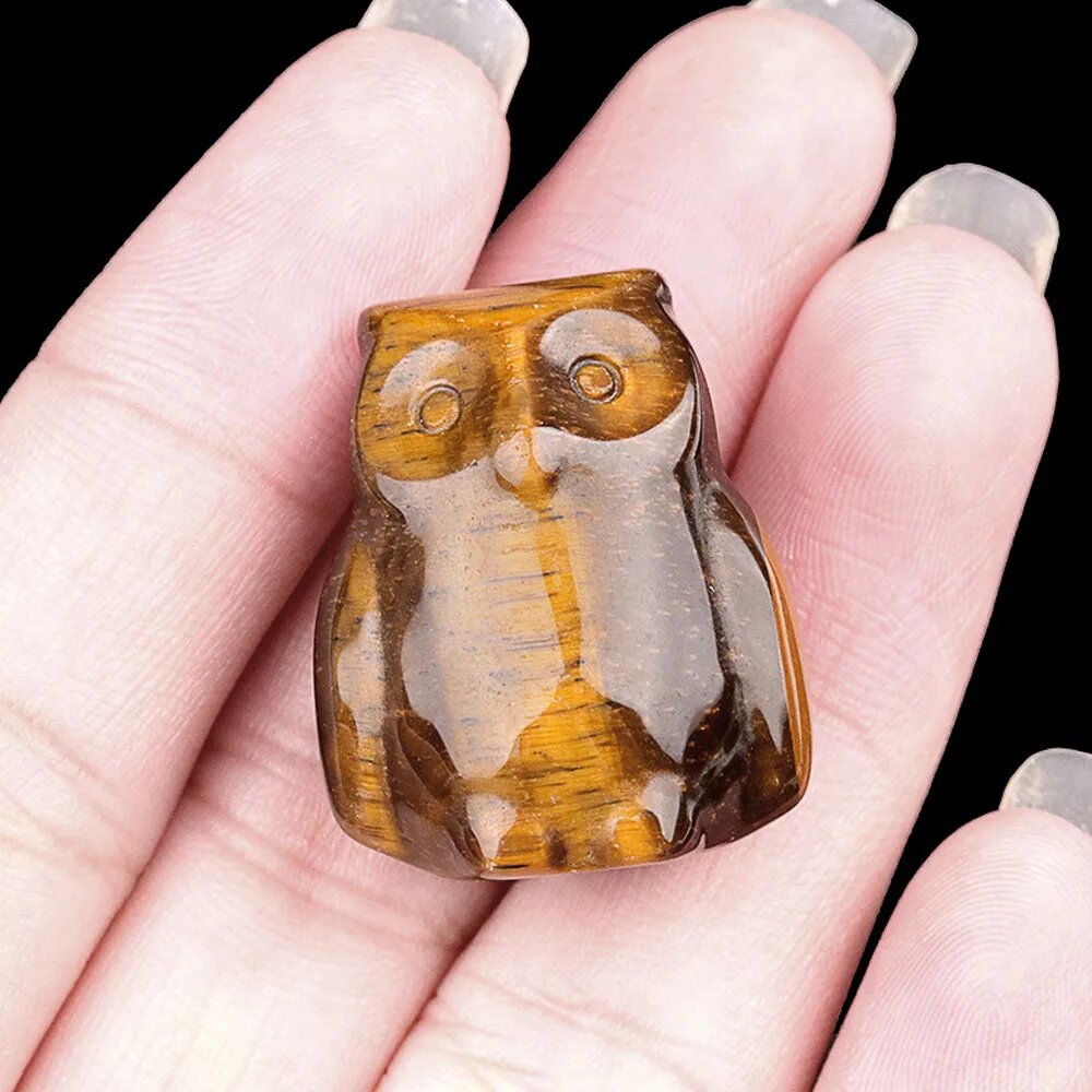 Мини-сова из агата Tiger Eye Stone