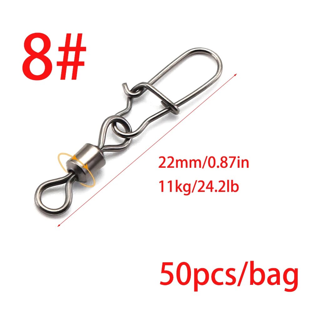 Рыболовный вертлюг 8#, 50шт, 22мм, 11кг/24.2lb