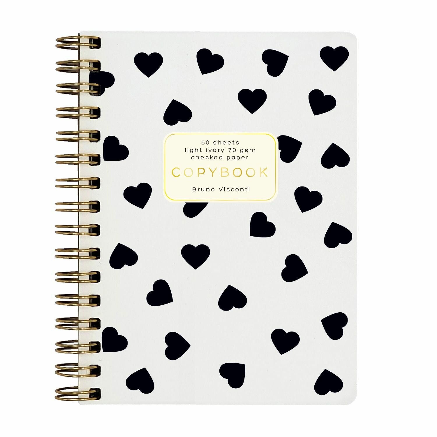 Bruno Visconti Блокнот А6 в клетку "BLACK&WHITE. Сердечки" на кольцах, 60л./ блокнот для записей арт.7-60-005/03