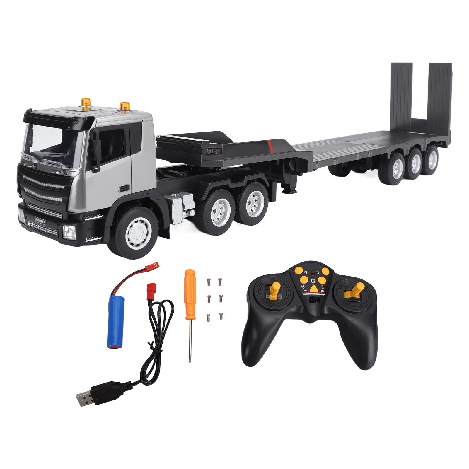 Радиоуправляемый бортовой прицеп 1:24, 9 каналов, 2.4G, защита от помех, звуковые и световые эффекты, дистанционное управление, строительная техника, детская игрушка.