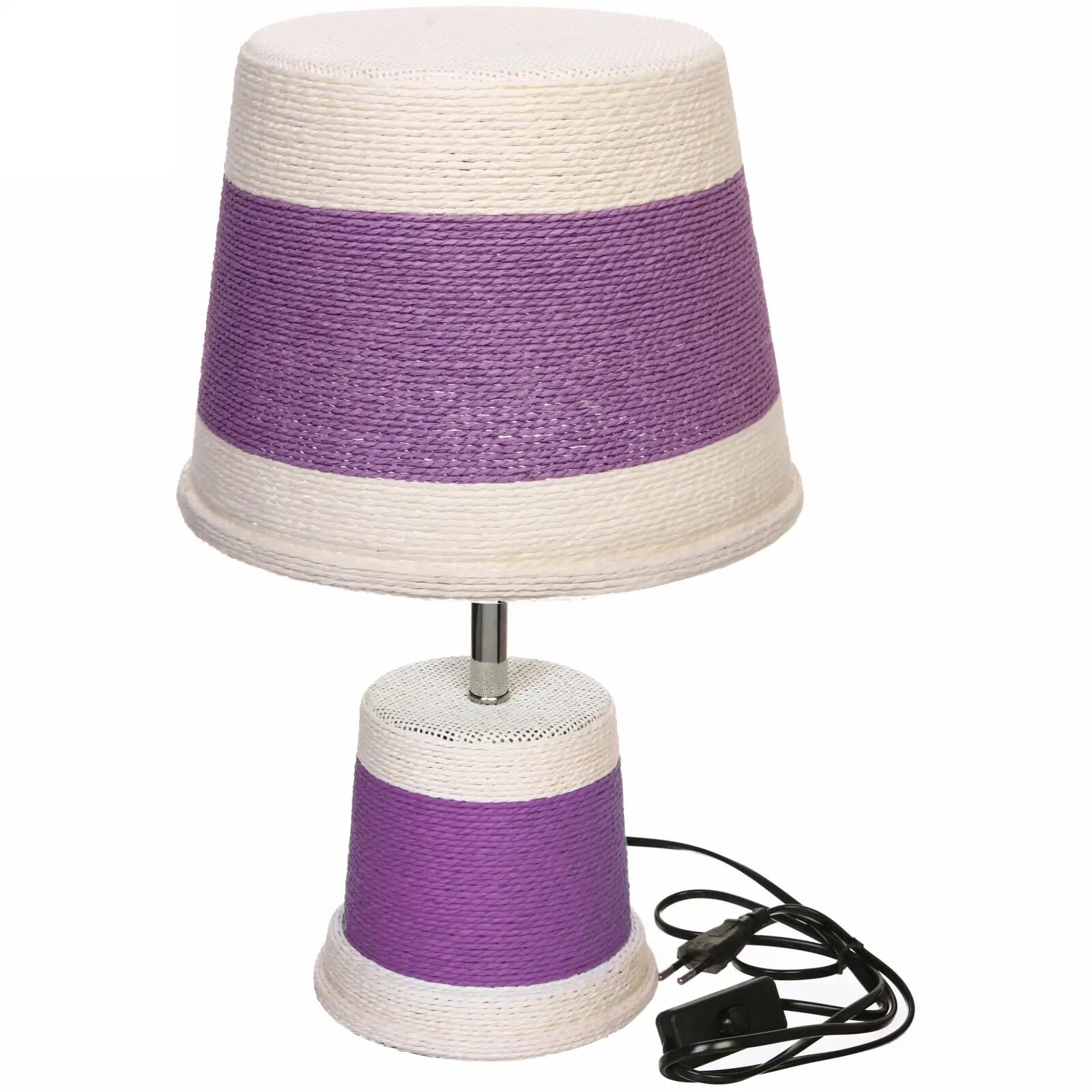 Настольная лампа «Аннетт», 1*40Вт, джут/металл, белый/фиолетовый