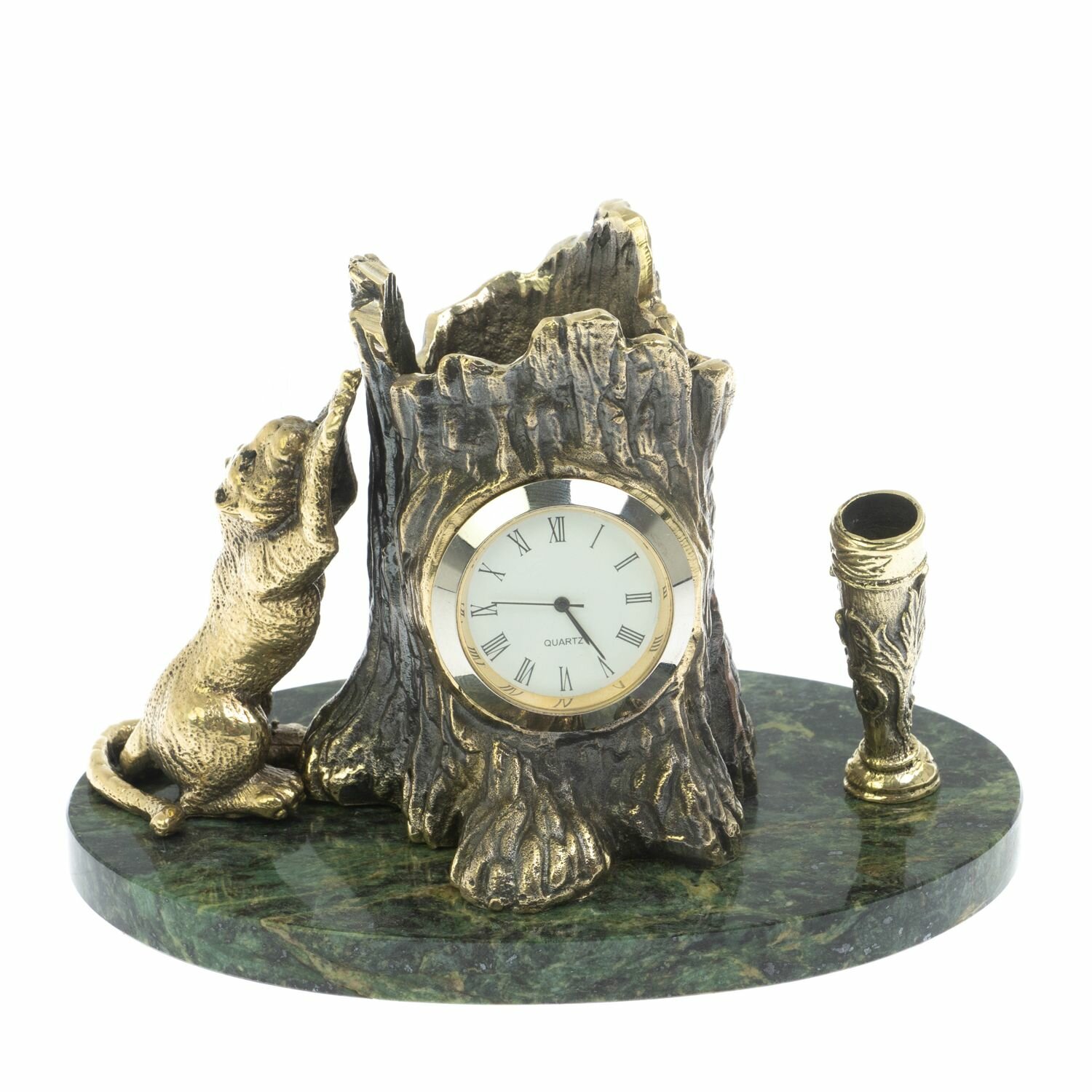 Карандашница-часы из бронзы "Барс" 14х9х10 см 129068