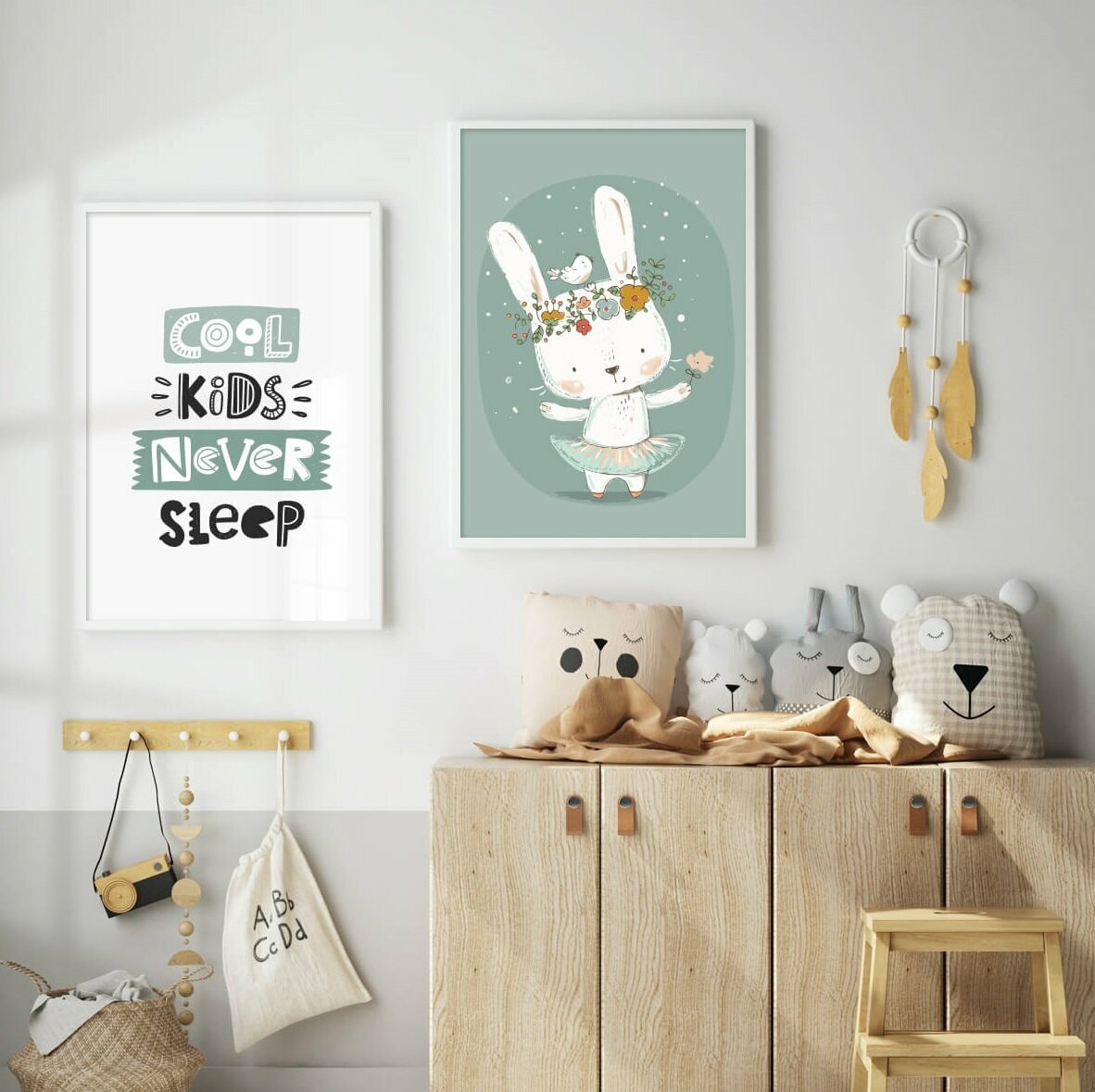 Постер 2 шт 40x50 без рамки "Зайчик для детской" набор картин для интерьера