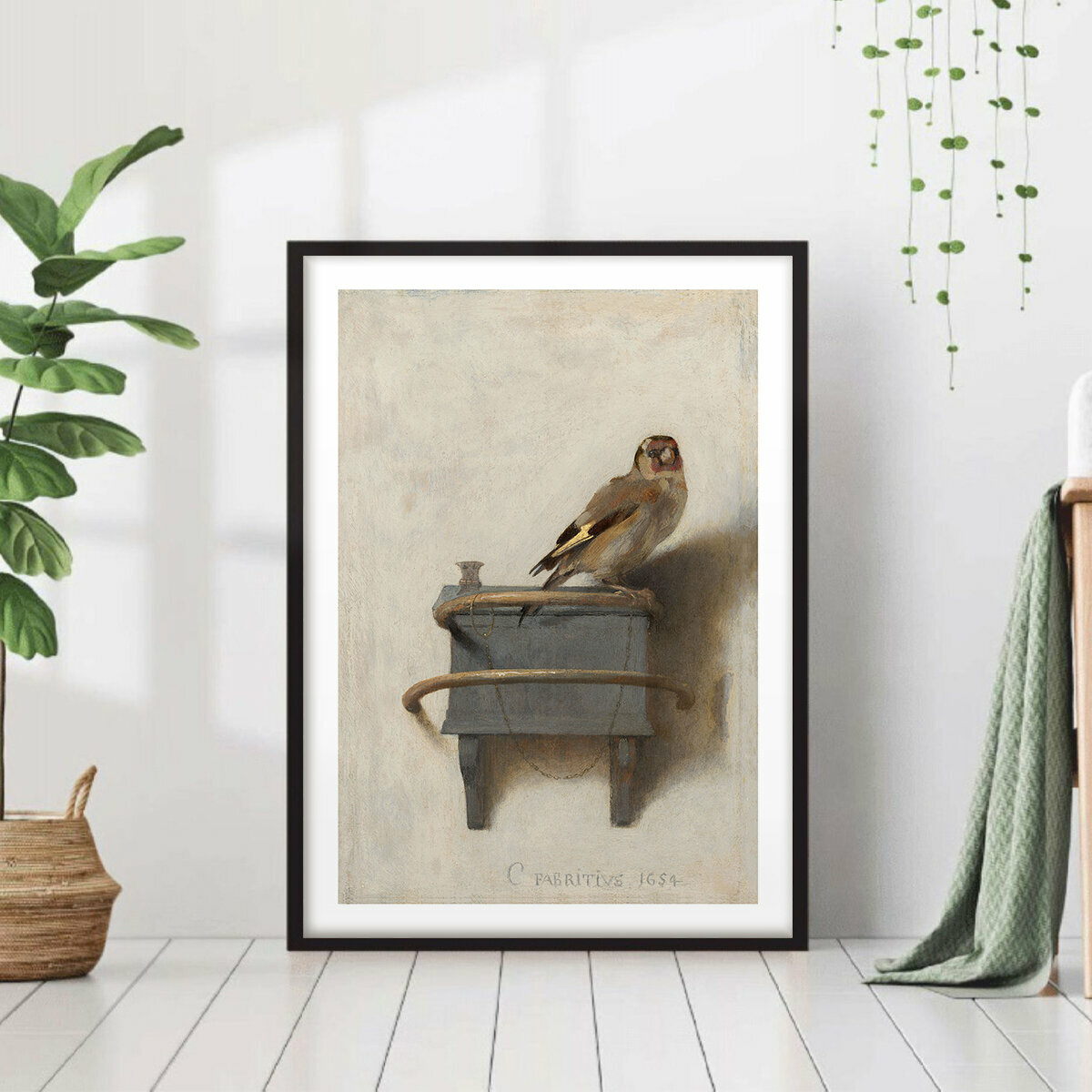 Постер "Щегол Карел Фабрициус" в черной рамке 50x70 см для интерьера на стену