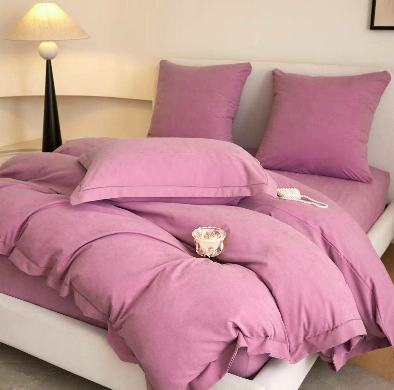 Комплект постельного белья Winni Евро, Бархатный сатин амаранто-розовый