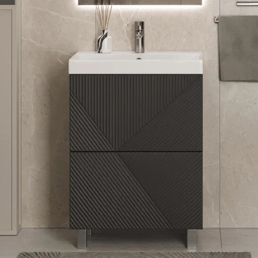 Тумба под раковину напольная Velvex Edge tn. EDG.9696.60.2Y графит, 60 см