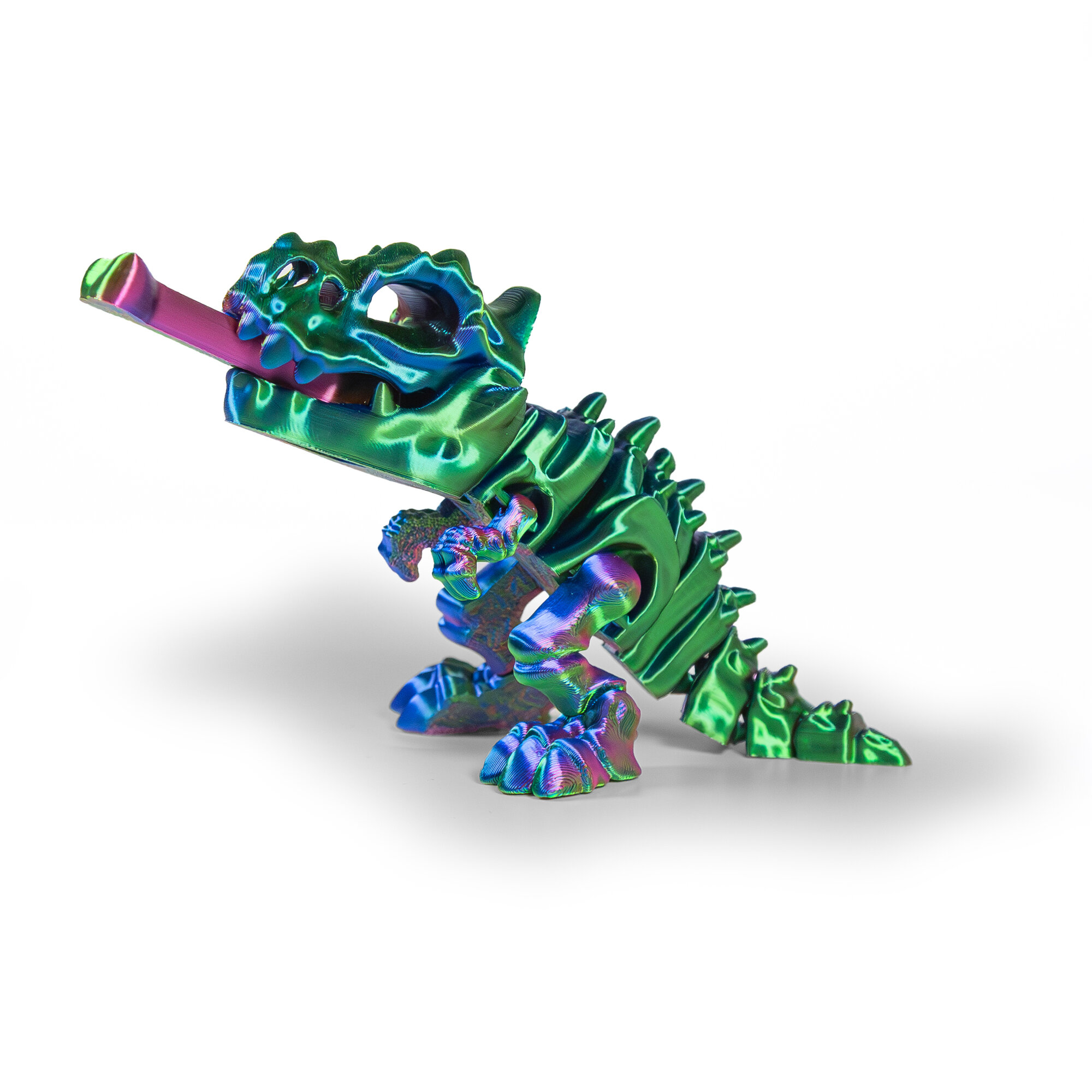 Динозавр с косточкой шипастый, игрушка-антистресс, 9 см, 3D печать, красно-сине-зеленый
