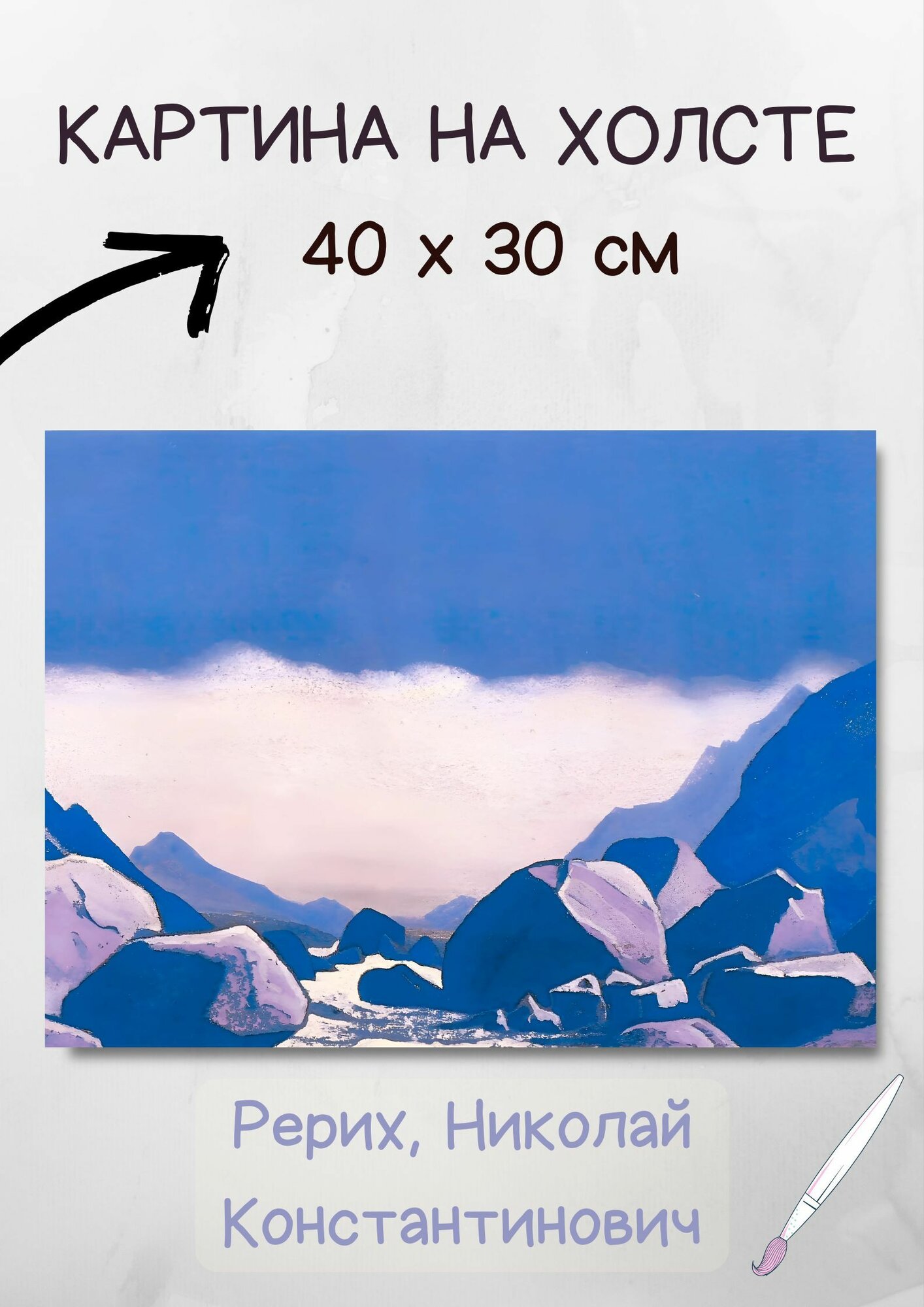 Рерих Николай Константинович "Гималаи (Этюд) (36)". Картина на холсте 30х40 см репродукция