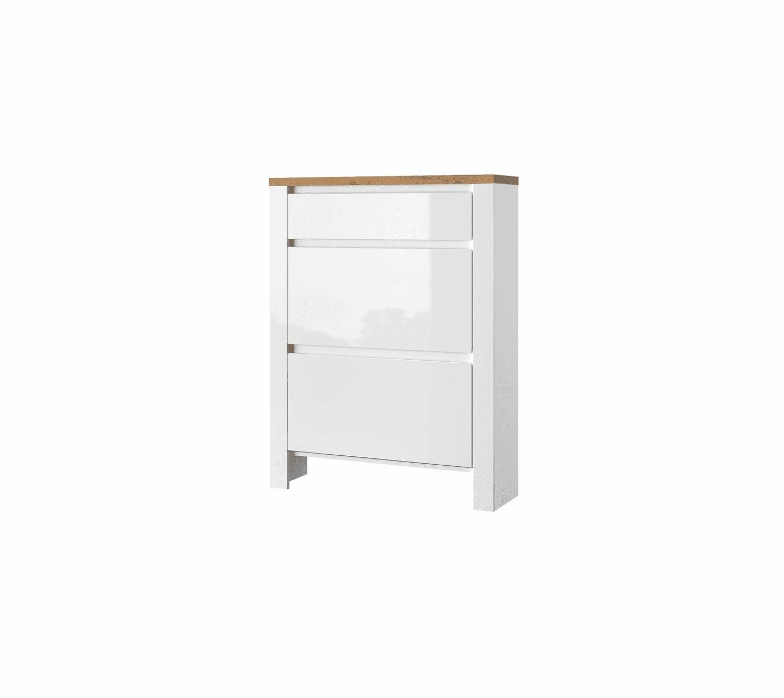 Тумба для обуви Anrex Taurus 2D1S, 92.8 x 28.2 x 121.3 см, цвет: белый глянец/дуб вотан