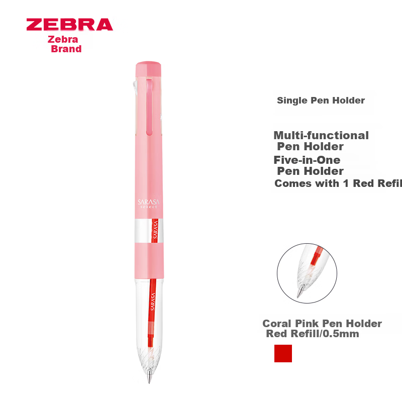 ZEBRA SARASA 5-color Multi-function Pen Body (Refill RNJK5) S5A15 Coral Pink Body