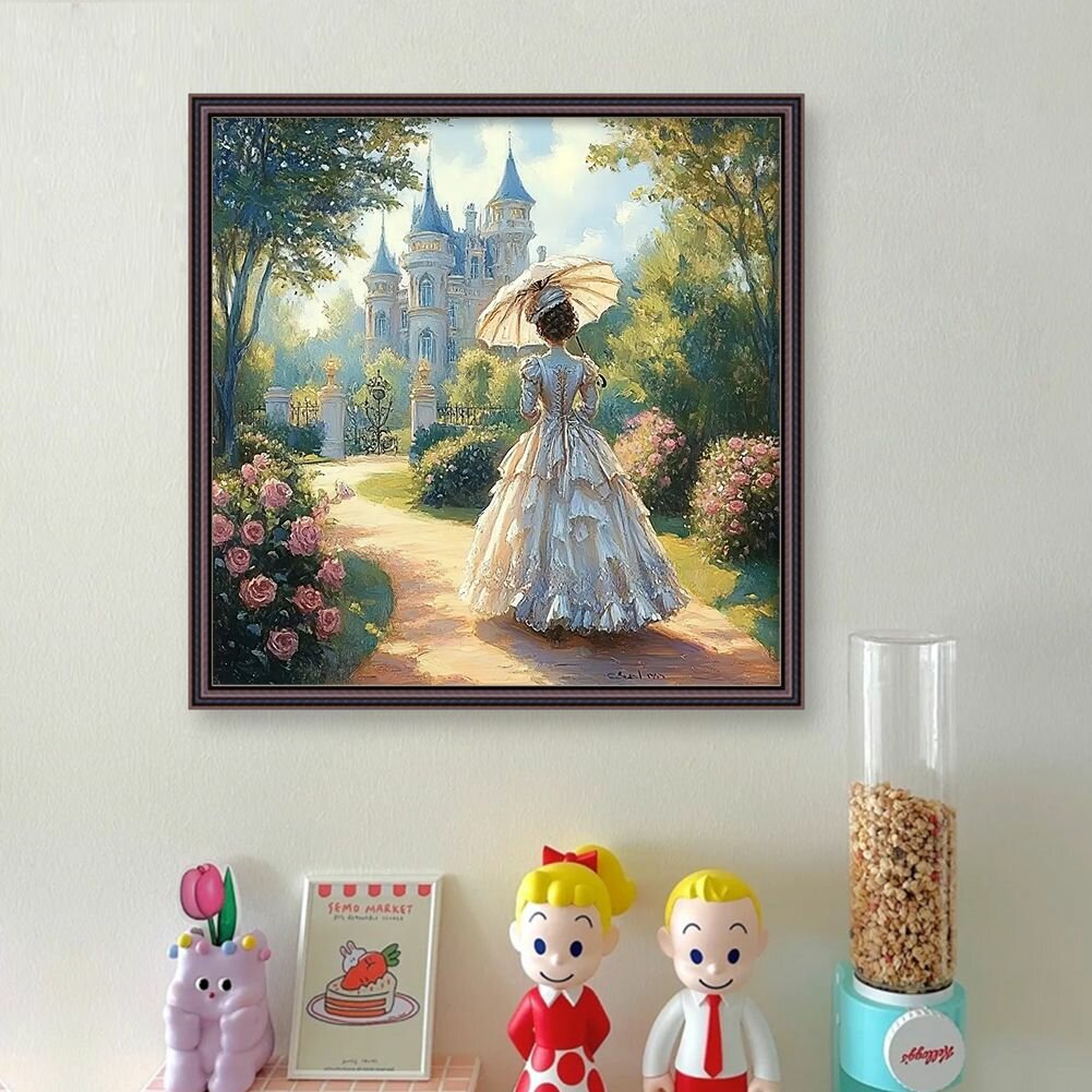 Набор для вышивания крестиком, Викторианская девушка в замке, украшение для дома, 50х50см=v=