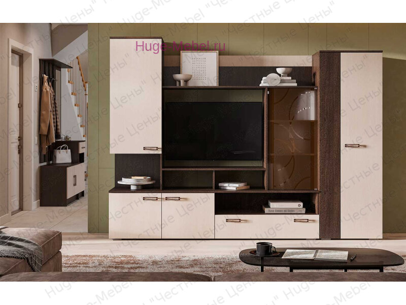 Гостиная Сиенна венге/дуб Huge Mebel . Ширина 2600 Высота 1922. Стенки в гостиную