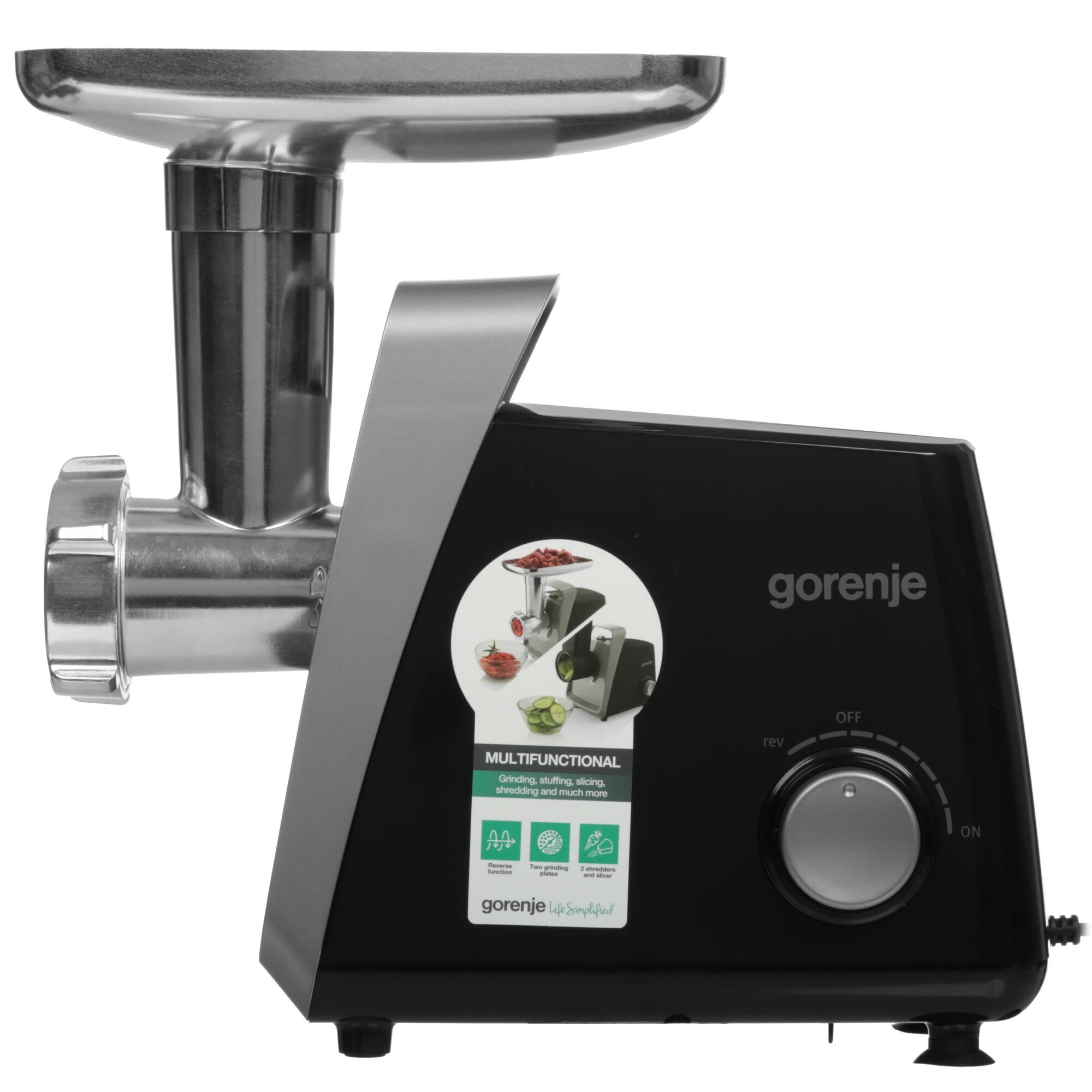 Мясорубка Gorenje MG1601SB, пластик/металл, защита от перегрузки, 1600 Вт