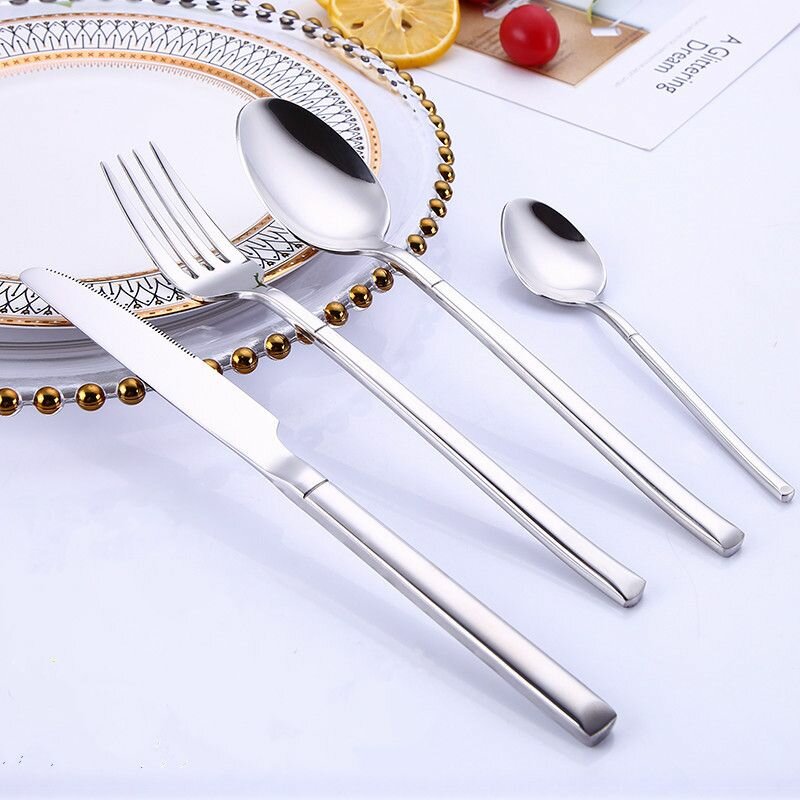 Набор столовых приборов Cozy Zone на 5 предмета из нержавеющей стали для 1 человек, современный дизайн, острые ножи, закругленные ложки, подходит для посудомоечной машины, идеален для ужинов