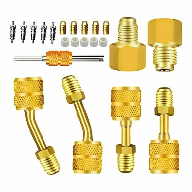 Адаптер R410A для мини-кондиционера сплит-системы HVAC 5/16 дюймов с внутренней резьбой на 1/4 дюйма наружной резьбой, съемник сердечника клапана