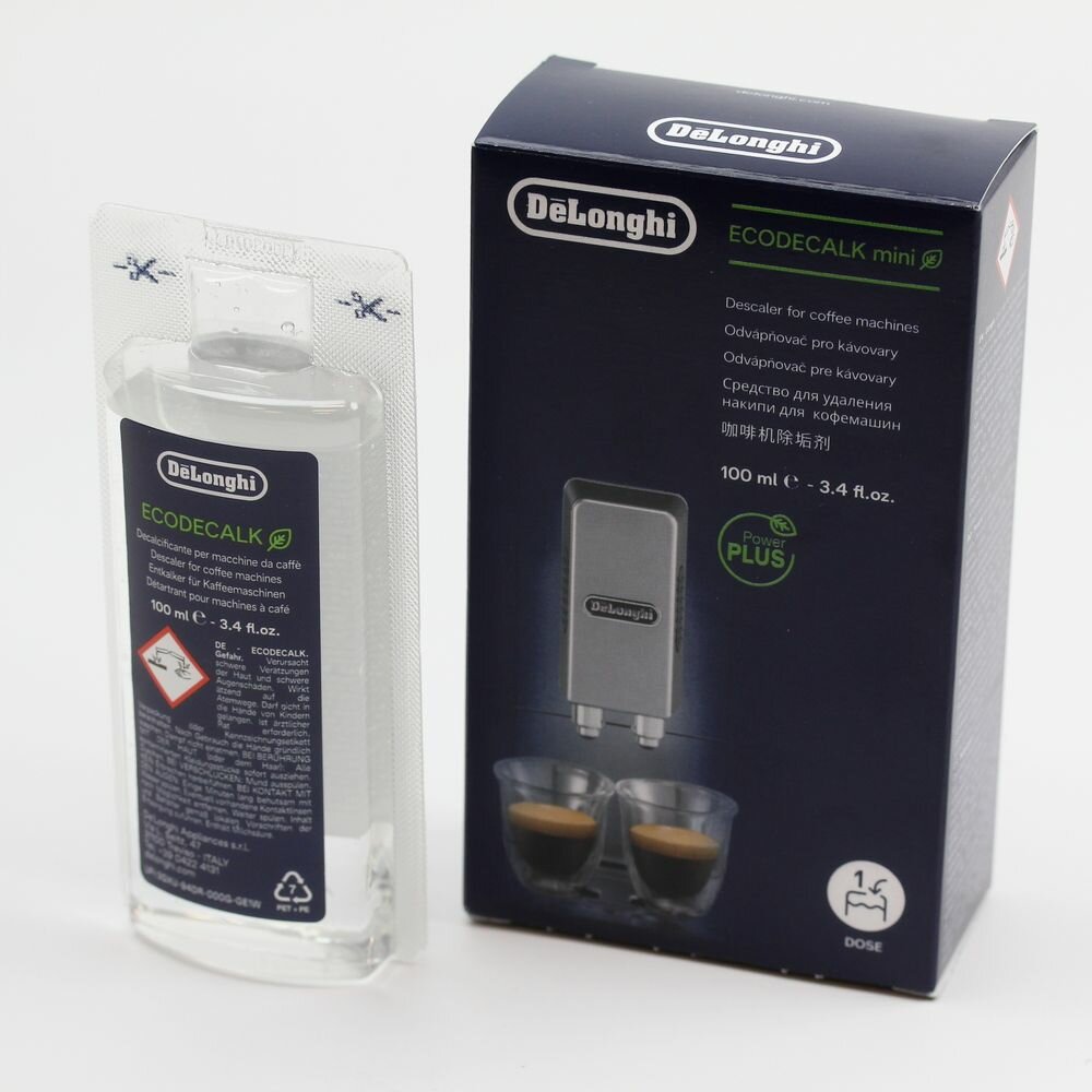 Оригинальное Средство для удаления накипи DLSC101 EcoDecalk 100ml для кофемашин DeLonghi (5513226511)