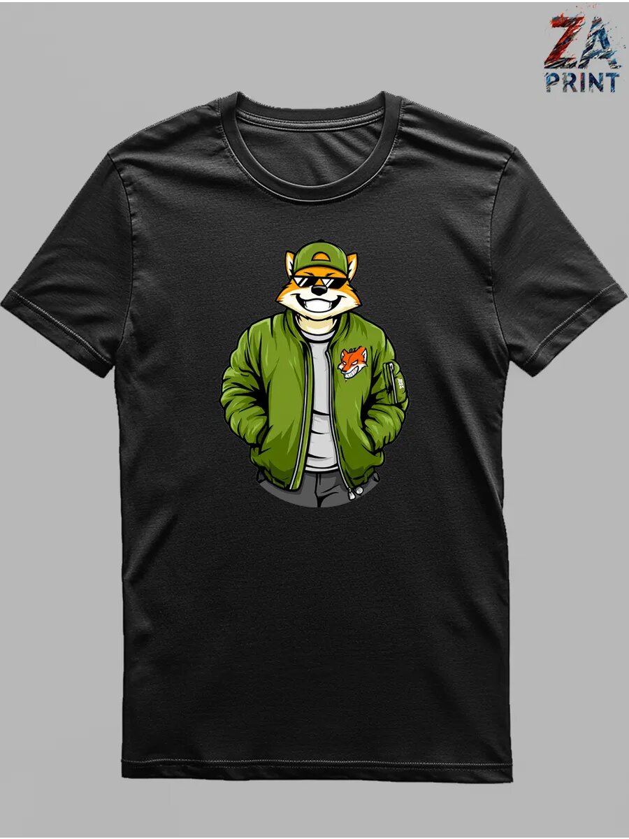 Футболка модный лис куртка