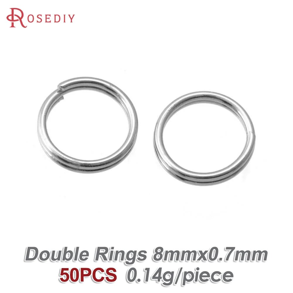 Латунные двойные разъемные кольца Rosediy 8 мм 56648-Platinum Color