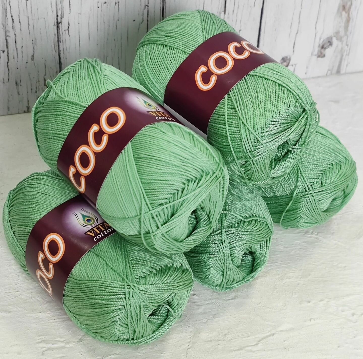 100% хлопок Vita cotton Коко/Coco 50гр*240м*5шт св. зелёный 4324