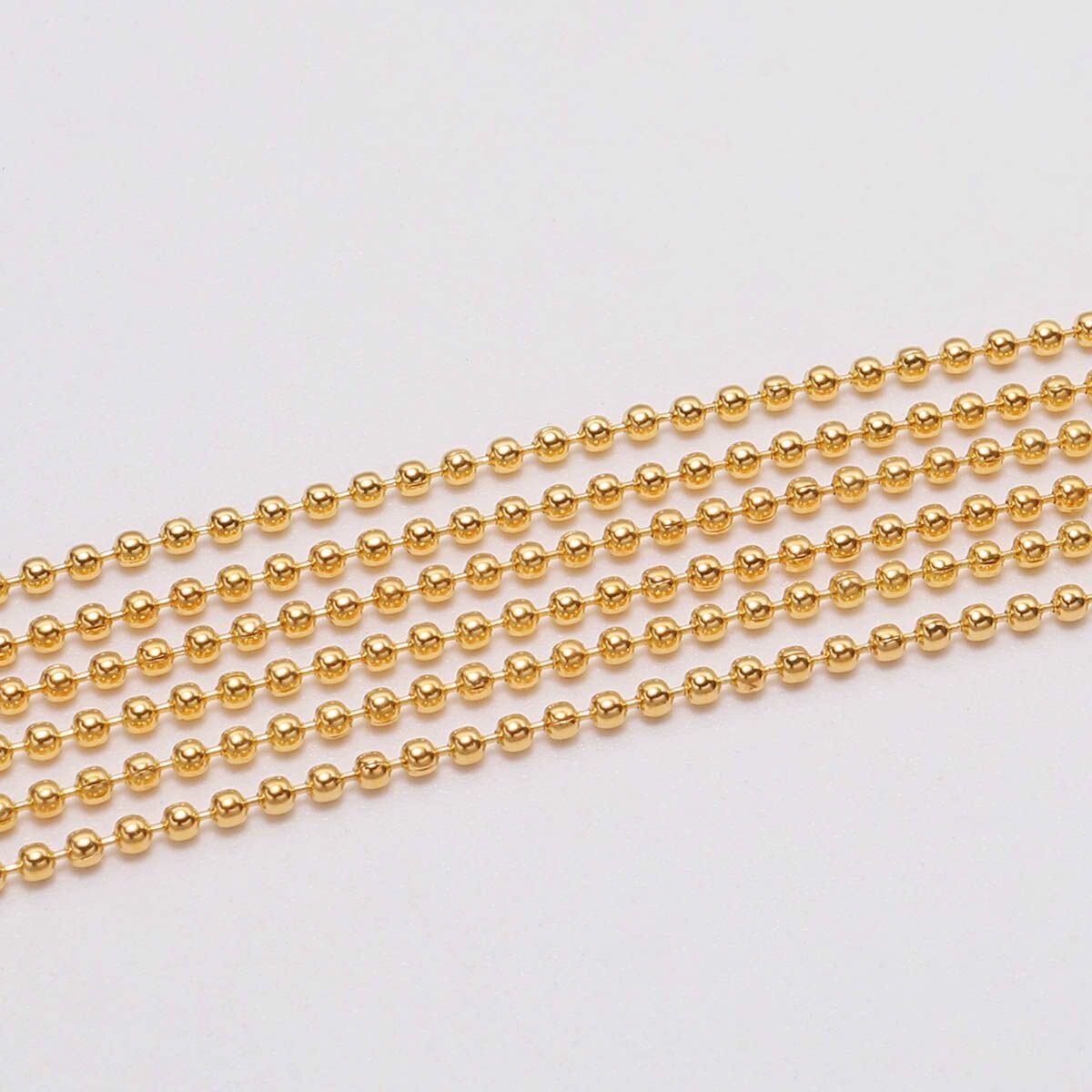 Золотая декоративная цепь 5 м для бижутерии и рукоделия, шарик 1,2 мм, фурнитура своими руками, золотистая металлическая цепочка DIY