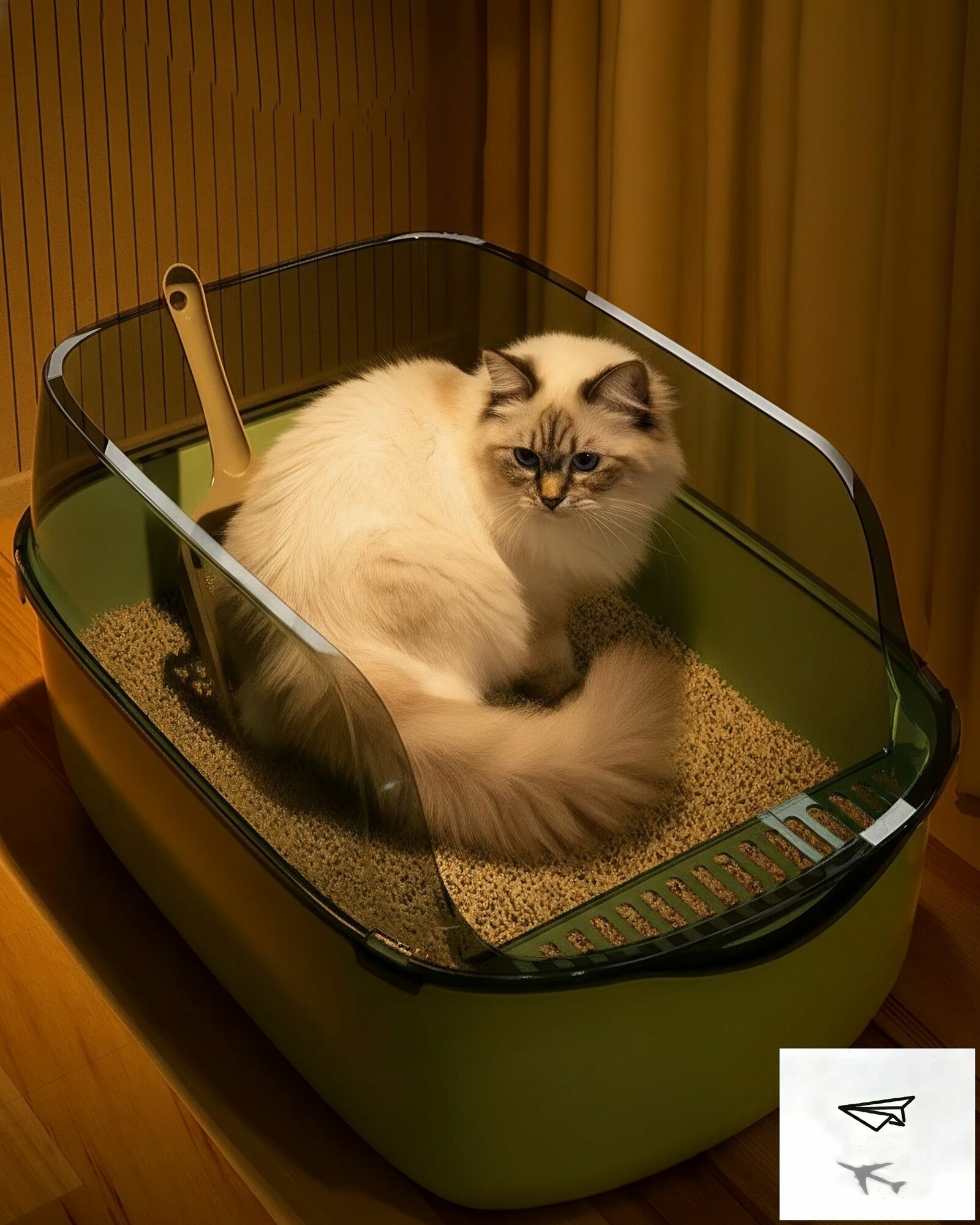 Удобный лоток-туалет для кошки с высокими стенками 18 см и совком. Скидка!