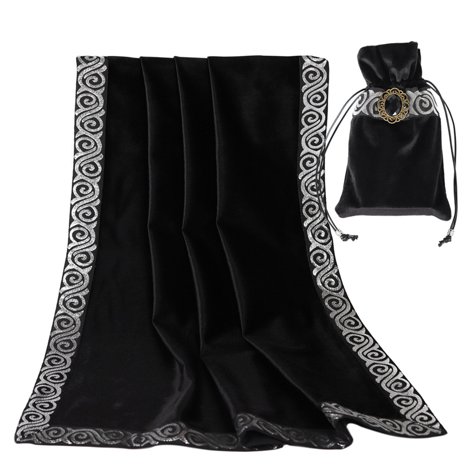 Покрышка для стола Таро Велвет Таро Колода Сумка Досконная Игра Аксессуары Материал Велвет Тип Серебряная Плетеная Золотая Плетеная Цвет Черный Синий Фиолетовый Красный Зеленый Серебряный Золотой Размер Покрышки 66*66см Размер Сумки 12*18см Вес 250г