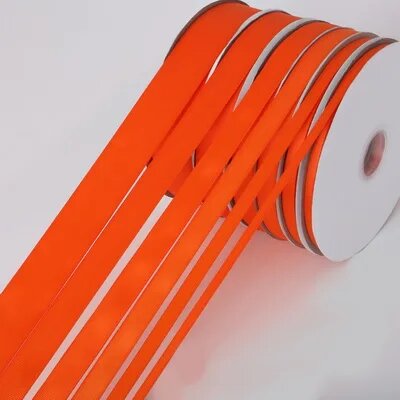 Celadon полушелковые атласные ленты в рубчик 5 ярдов Оранжевый, Orange Red, 15mm