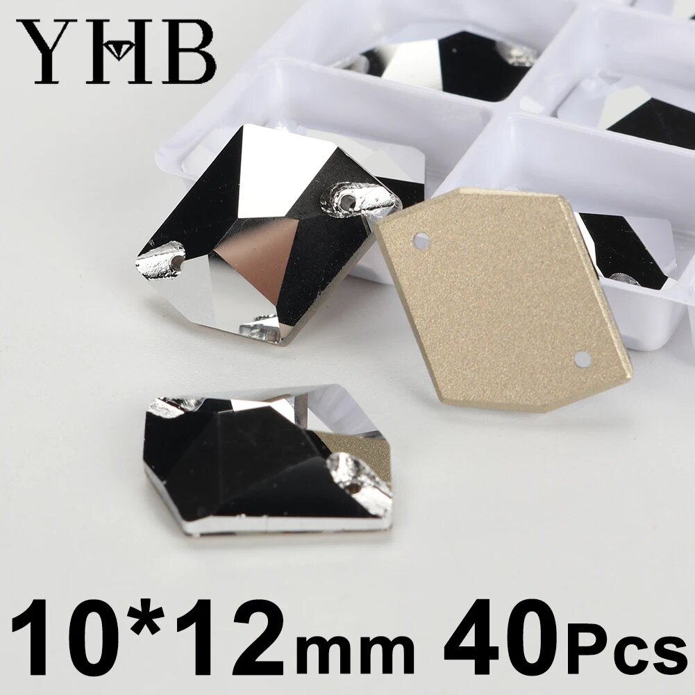 Швейные камни Rolivi стеклянные серебристые Comsic 10X12mm