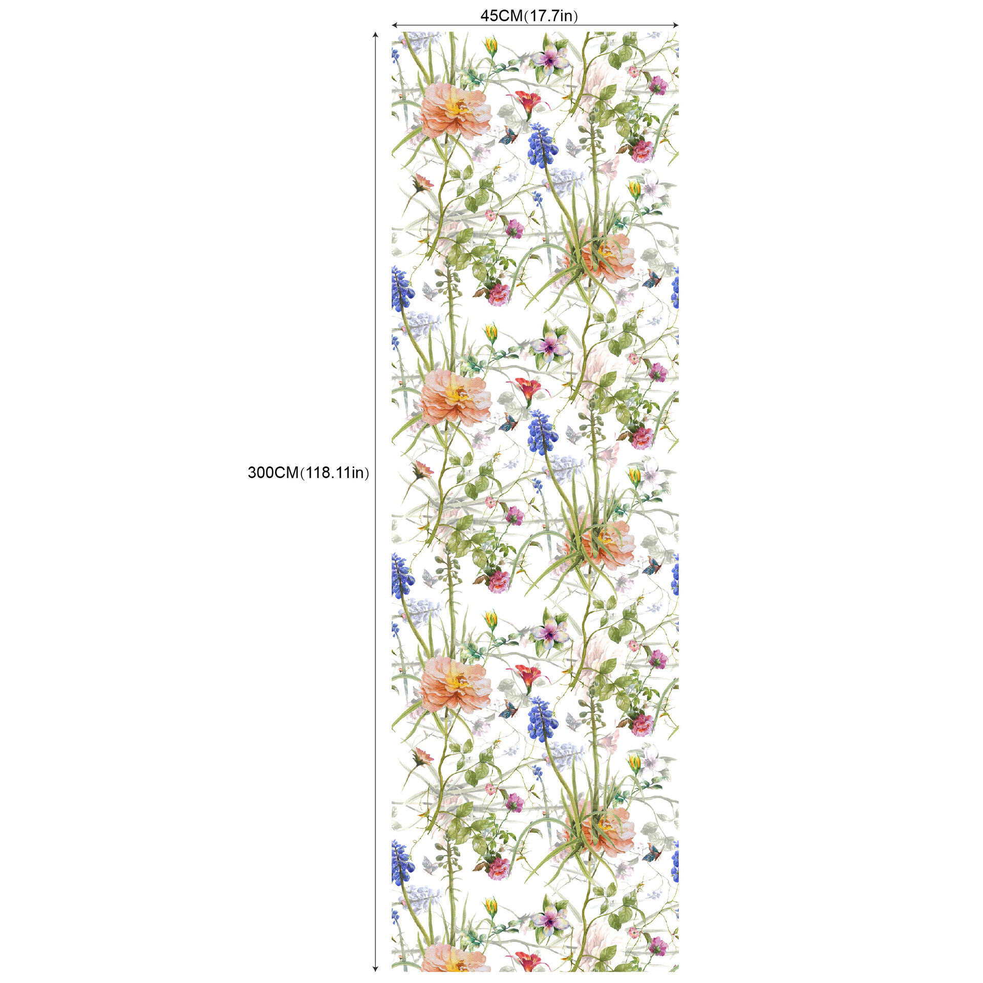 Виниловые обои Brangdy, акварельные цветы, розовый, белый, зеленый 300*50cm