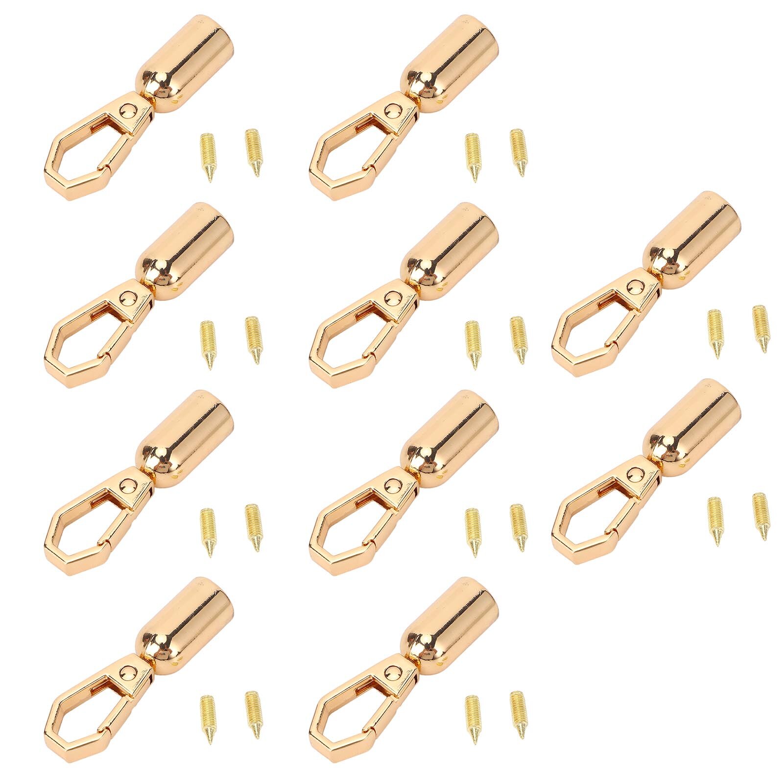 10 комплектов карабинов для крепления веревки, цинковый сплав, отверстие 8 мм, подвесные колокольчики и винты 10 мм для декоративных аксессуаров, золотистый цвет.
