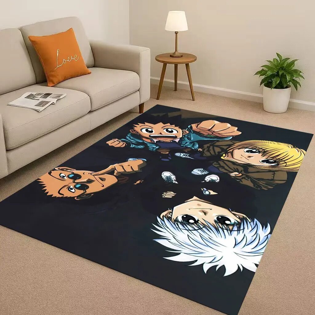 HD Anime Hunter X Hunter Killua Cartoon Living Room Non-Slip Area Rug Carpet for Bedroom Playroom Sofa, Home Decor Doormat Kids