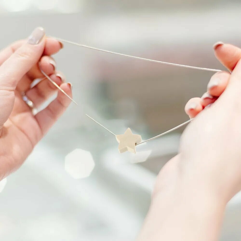 Бежевые пятиконечные деревянные бусины для рукоделия, набор из 50 штук