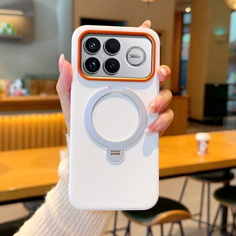 Чехол для Poco F8 Ultra / Поко Ф8 Ультра Магнитный кронштейн антиударный чехол, подставка, матовая поверхность, бампер, металл, поликарбонат/полиуретан, ударопрочный, встроенная подставка, POCO,