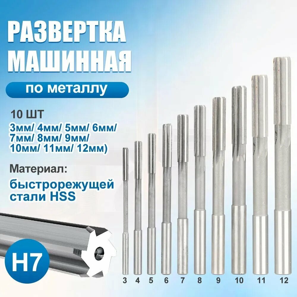 Набор Развертка по металлу, 10 шт.