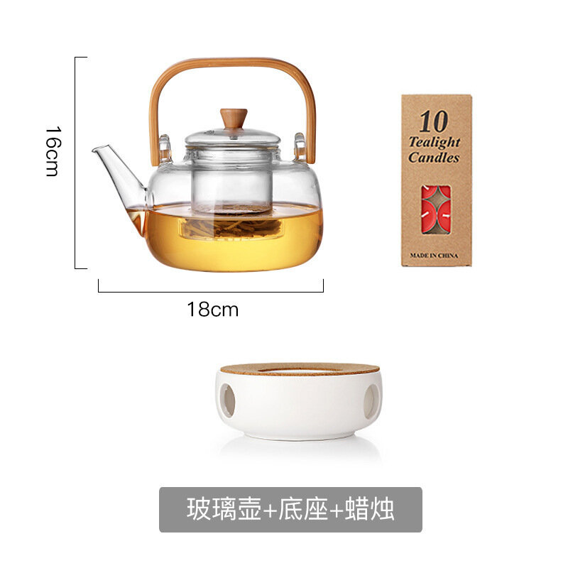 Набор стеклянных чайников с цветами, чайник для фруктового чая, нагреватель для свечей, чайник для заваривания чая, здоровый чайник, набор для послеобеденного чая