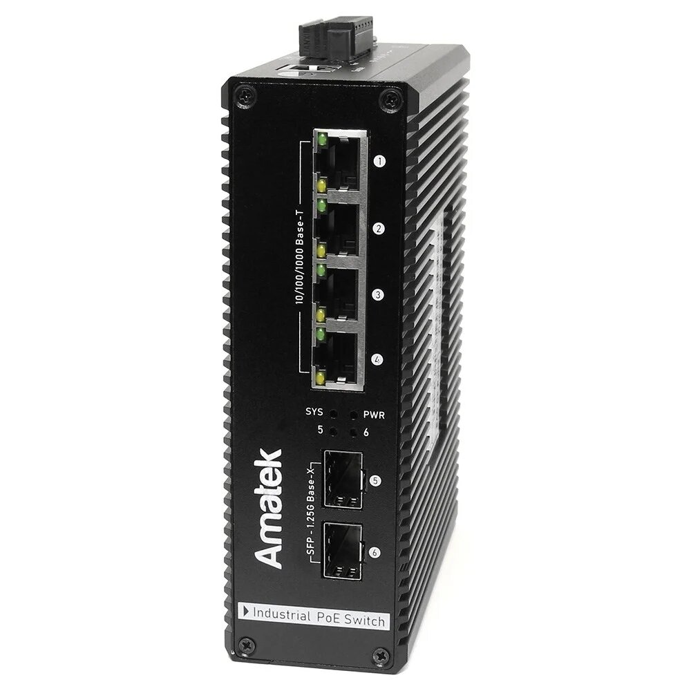 Промышленный 6-портовый гигабитный управляемый коммутатор Amatek An-sxgm6p4a 7000790
