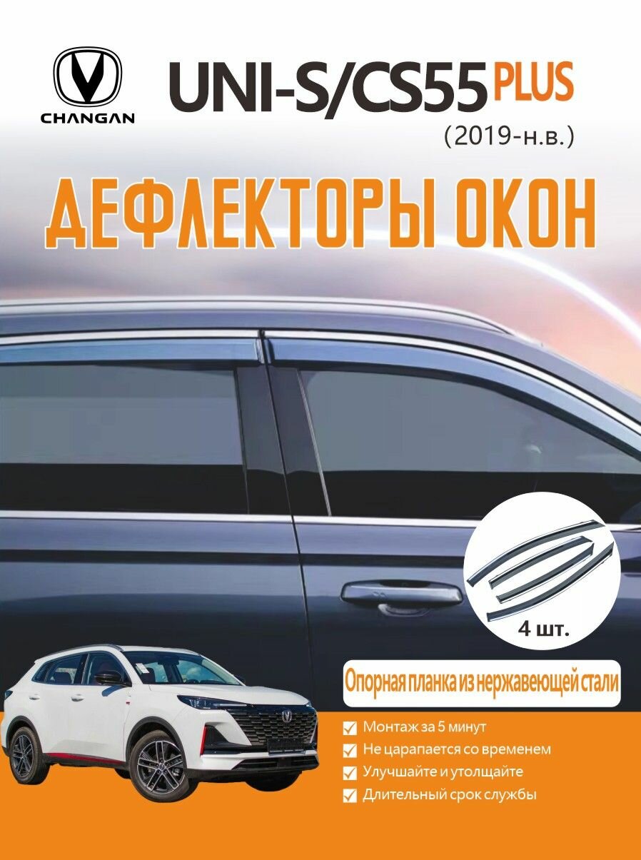 Дефлекторы боковых окон CHANGAN UNI-S/CS55 Plus(2019-)