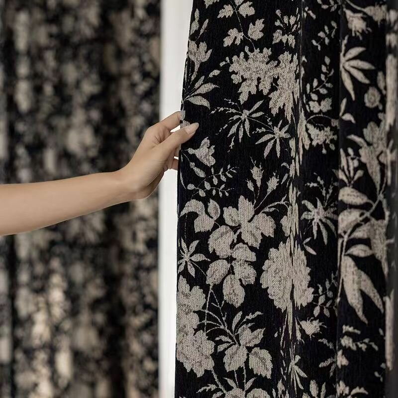 Французские шторы блэкаут из шенилла, легкая роскошь, ретро, для спальни, балкона, гостиной, рулонные шторы, жаккардовые шторы высокого класса