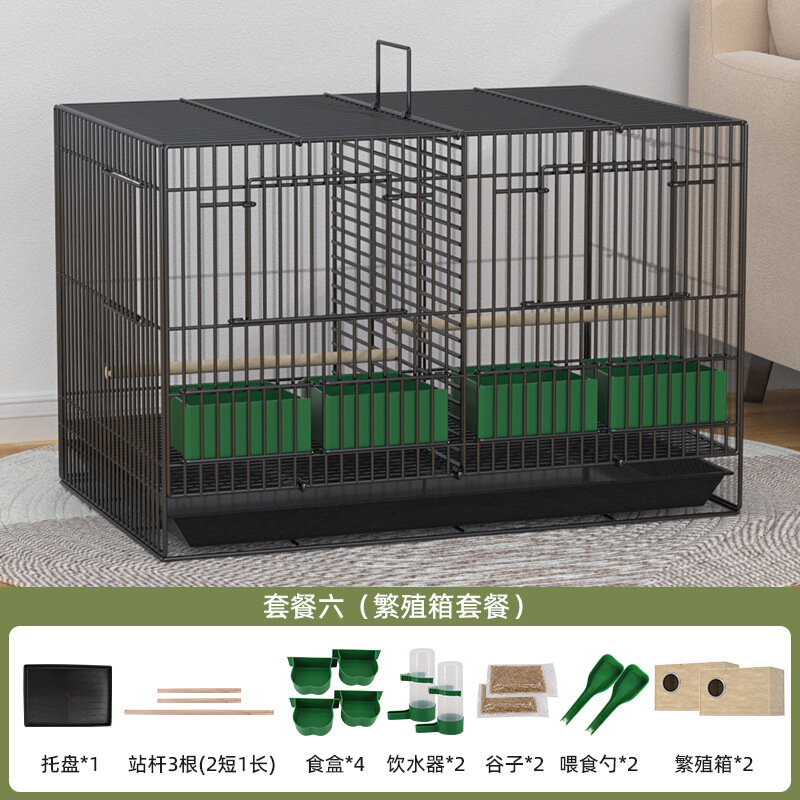 Большая клетка для птиц для домашнего использования, для попугаев, волнистых попугаев, корелл, неразлучников, с перегородкой, двойной ящик для разведения, птичье гнездо