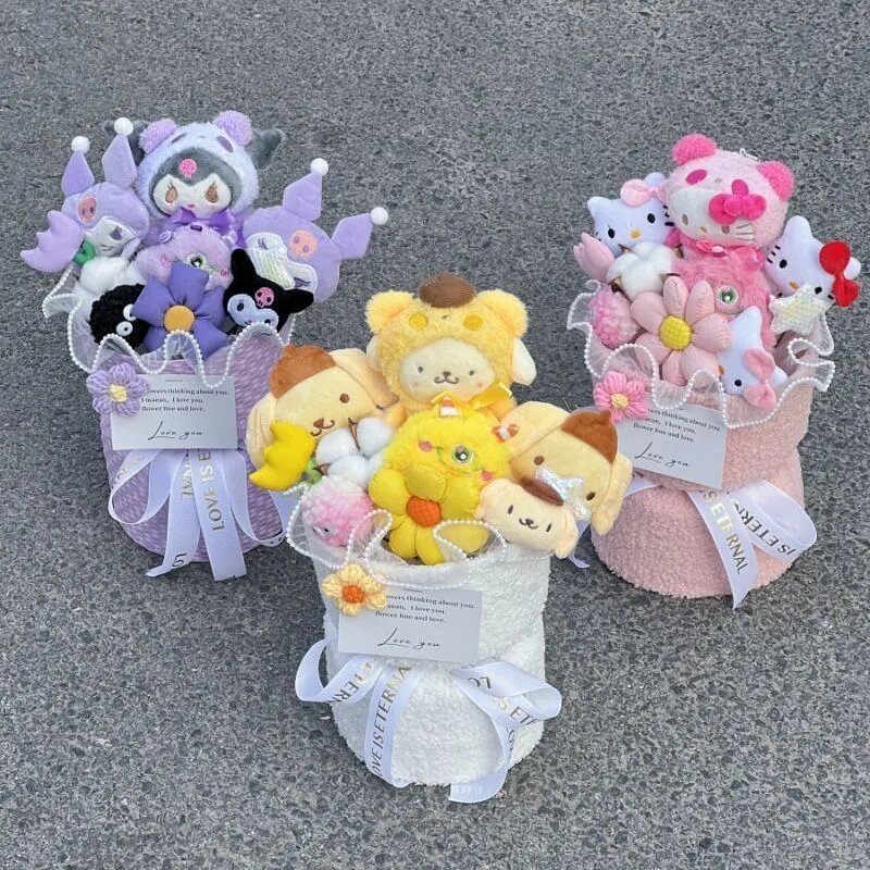 Цветы ручной работы с Hello Kitty - Подарок для девочки, букет из мягких игрушек 30см — фото 1